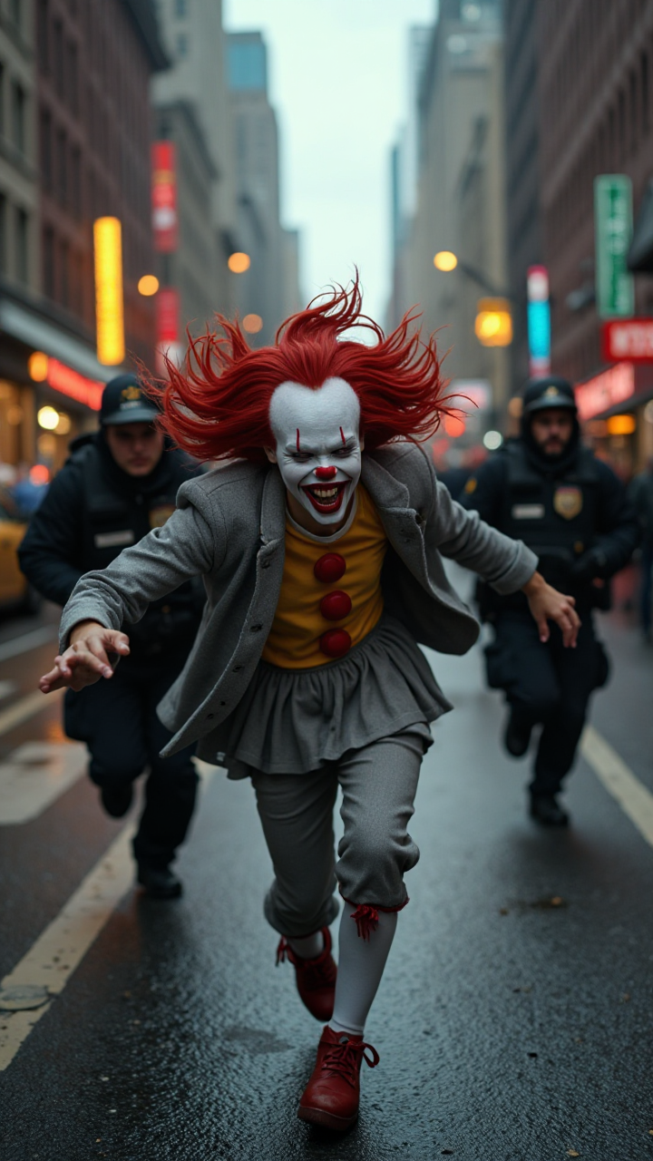 A Mischievous Clown Chase Through New York City Streets