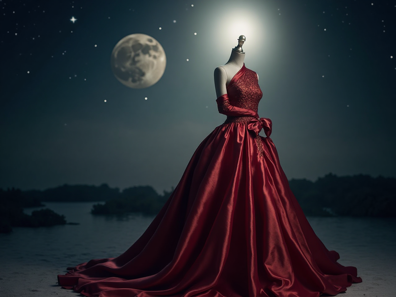 Hyper-Realistic Portrait of Fashion Mannequin Under Moonlight