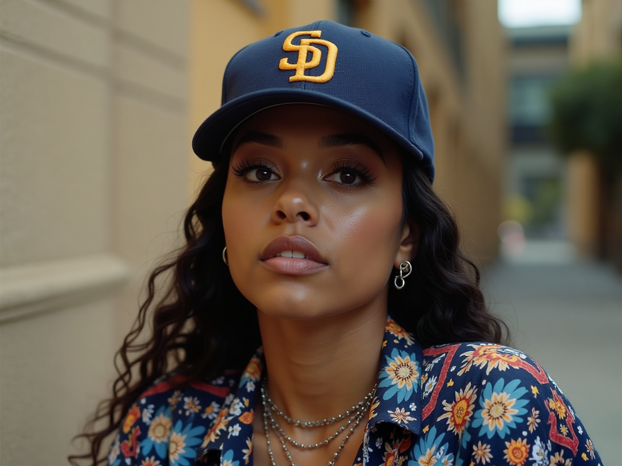 Stylish Female Rapper Wearing San Diego Padres Cap