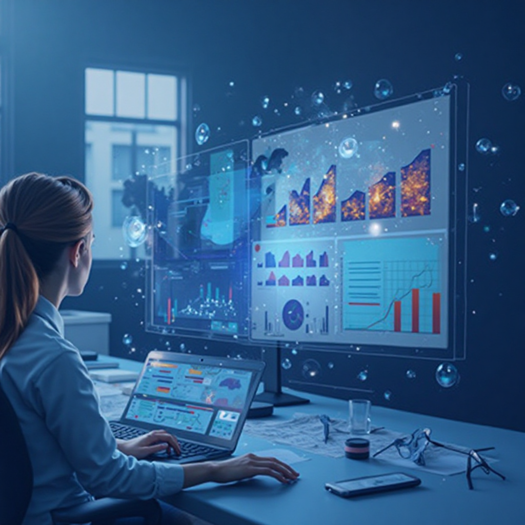 Professional Navy Blue Graph Charts for Business Reports