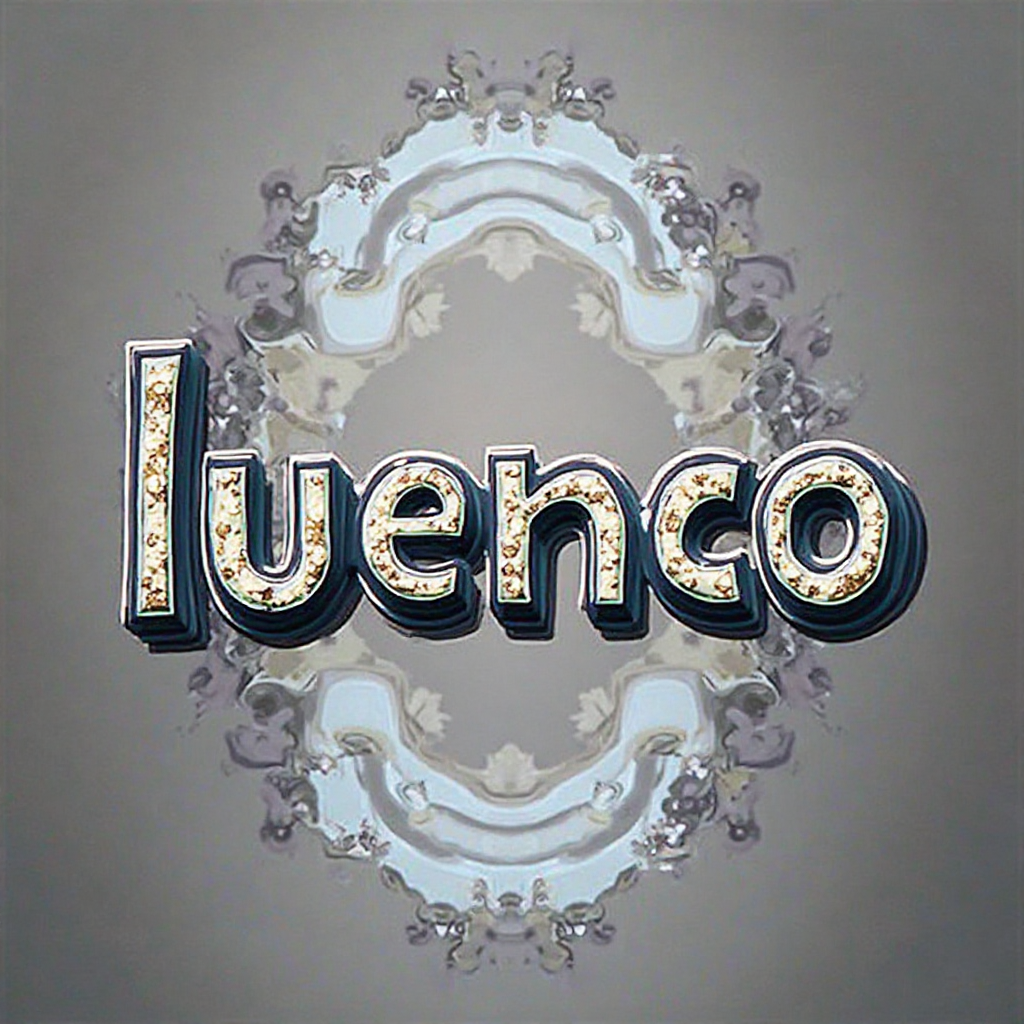 Desain kreatif dengan logo cermin yang menampilkan huruf Luenco