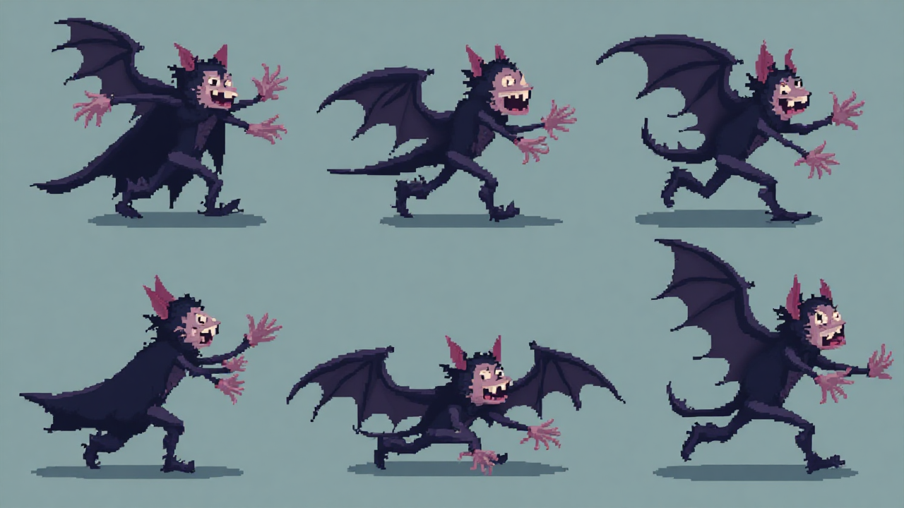 Gothic Vampire Monster Sprite Sheet for 2D Games